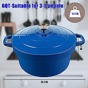 CUKOR 6QT Cast Iron Dutch Oven Pot With Lid,Ceramic Dutch Ovens for Bread Baking,Cast Iron Cooking Pot,Non-Stick Enamel Coated Cookware