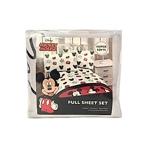 Jay Franco Disney Mickey Mouse Cute Faces Full Sheet Set - Super Soft and Cozy Kid’s Bedding - Fade Resistant Polyester Microfiber Sheets (Official Disney Product)