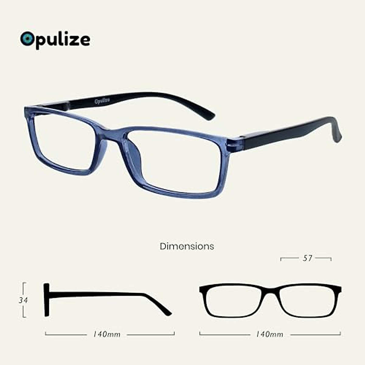 OPULIZE See Reading Glasses 3 Packs with Blue Light Blocking Narrow Frame Spring Hinges Improve Sleep Computer Gaming Transparent Blue Purple Turquoise Mens Womens BBB9-35Q +3.50