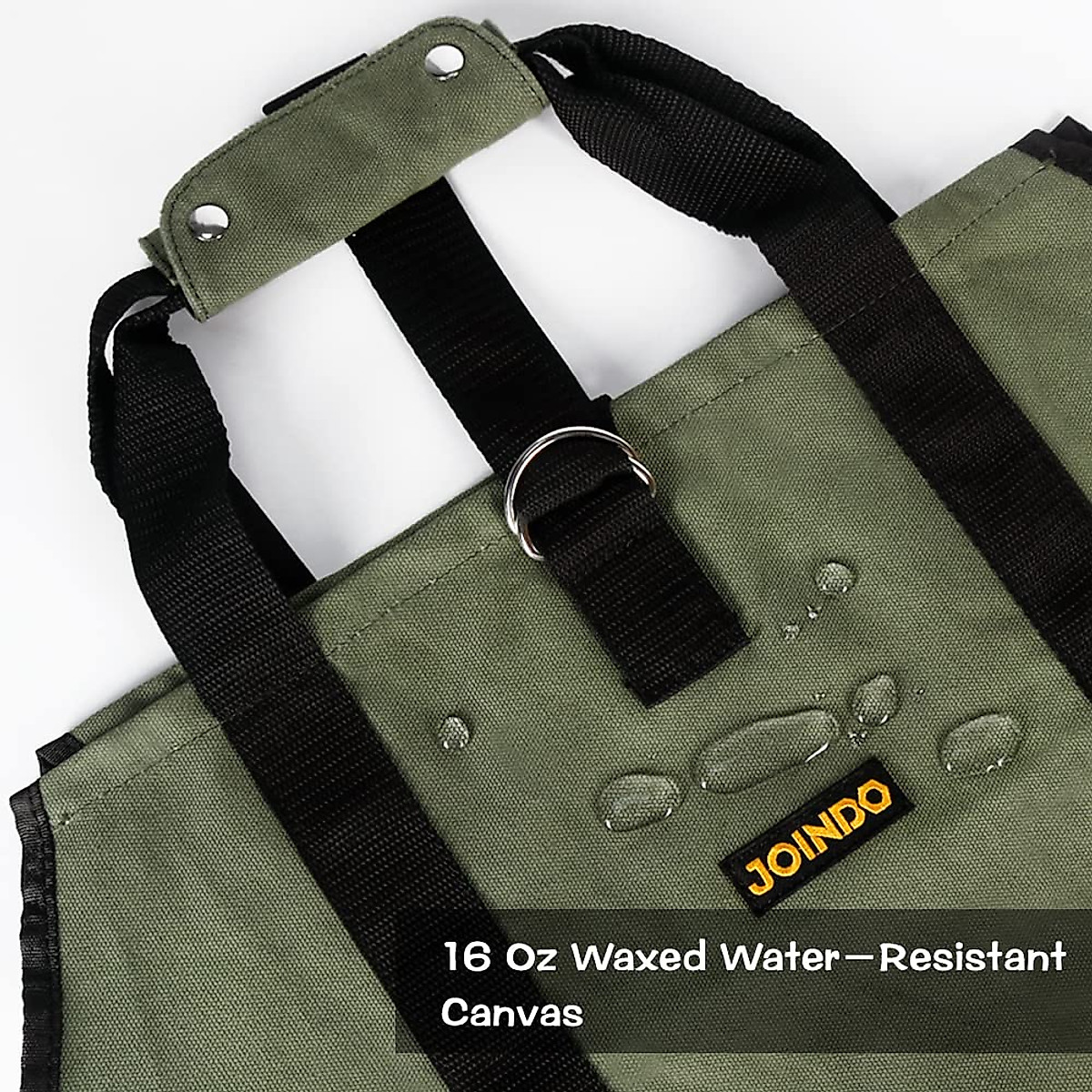 JOINDO Water Resistant Canvas Firewood Log Carrier, Heavy Duty Log Tote Bag For Camping, Wood Carrying Bag for Barbecue