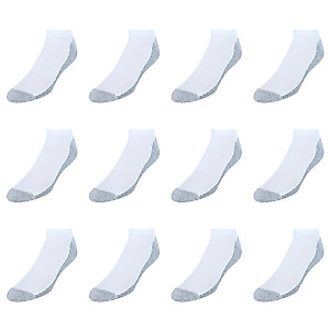 Hanes Men's, X-Temp Cushioned No Show Socks, 12-Pack, White, 6-12