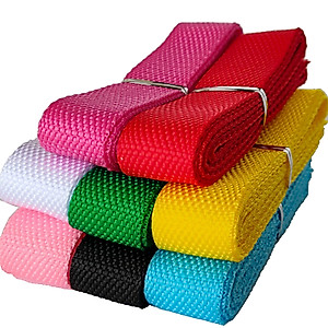 VIAILI Polypropylene Webbing Strap, Assorted Webbing 1 Inch, 8x2 Yards for Craft, DIY Key Chain Fob, Yoga Strap, Bag Handle, Backpack Strap, Webbing Belt, Pet Collar Leash. Great Lawn Chair Webbing