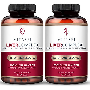 VITASEI Liver Cleanse Detox & Repair, Liver Complex W/Milk Thistle Extract, Garcinia, Curcumin C3, Support Herbal Dietary Supplement, Detox Formula for Women & Men, 60 Capsule (Pack of 2)
