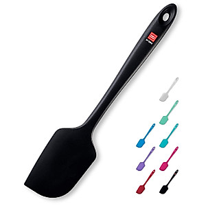 DI ORO Silicone Spatula - 600°F Heat-Resistant Rubber Kitchen Spatula for Baking, Scraping, & Mixing - BPA Free Nonstick Cookware Safe Flexible Utensil for Cooking - Seamless & Dishwasher Safe (Black)