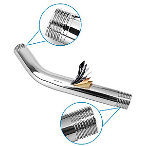 NearMoon 6 Inches Shower Arm + Flange + Teflon Tape, Made of 304 Stainless Steel, Shower Head Extension Extender Pipe Arm, Wall-Mounted For Fixed Bathroom Shower Head, Never Rust (Chrome)