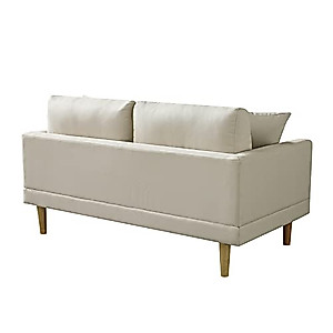 Husbedom 59" Loveseat Sofa, Modern Small Couches for Small Spaces, Living Room, Bedroom, Apartment, Dorm, with Throw Pillow, Beige