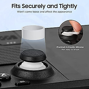 TiMOVO Joystick Protectors Silicone, 20 Pcs Invisible Elastic Joystick Protective Ring Compatible with PlayStation Portal/Steam Deck/ PS5/ PS4/ Xbox/ROG Ally/8 BitDo/Switch Pro Joystick, Black+White