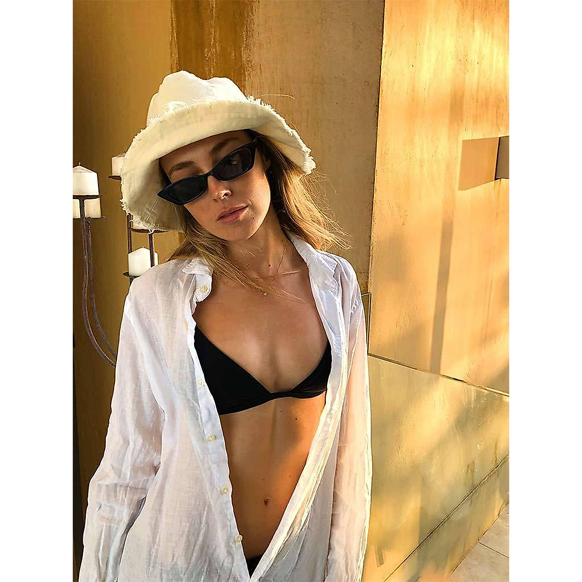 HZEYN Bucket Hats for Women Wide Brim Summer Travel Packable Cotton Bucket Beach Sun Hat UPF 50+ (Beige)