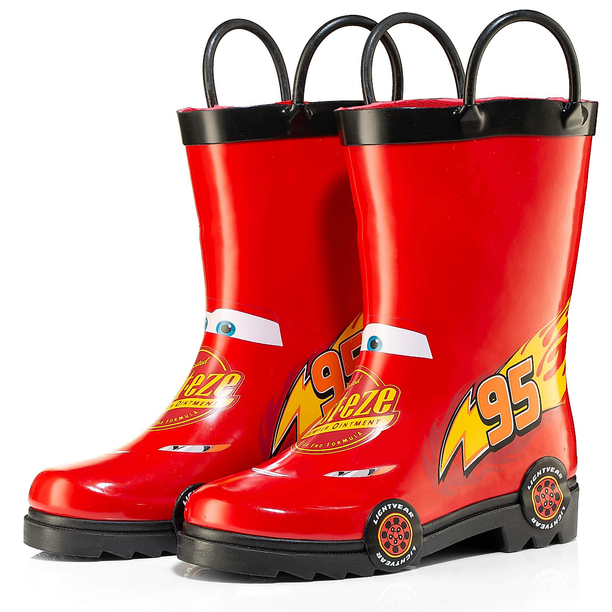 Disney Cars Kids Lightening Mcqueen Rust eze Boys Waterproof Easy-On Red Rubber Rain Boots - Size 11 Little Kid