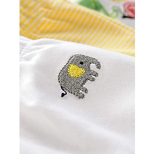 Teach Leanbh Newborn Baby 3 Pack Footed Pants Cotton Embroidery Pringting Casual Leggings 0-12 Months (6-12 Months, Giraffe)