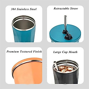 FRAGSCEN 20 OZ Insulated Tumbler with Lid and Straw, Tumbler with Screw Lid, Stainless Steel Tumbler, Iced Coffee Cup, Double Wall Vacuum Tumblers, Water Bottle Travel Mug, Black