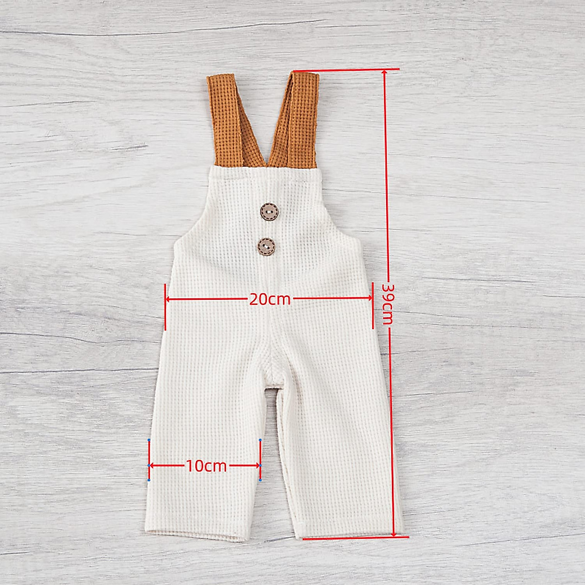 Coberllus Newborn Monthly Baby Photo Props Stripe Checked Fabric Flat Cap Newsboy Cap & Suspender Pants Romper for Photography Outfits (Light Beige)