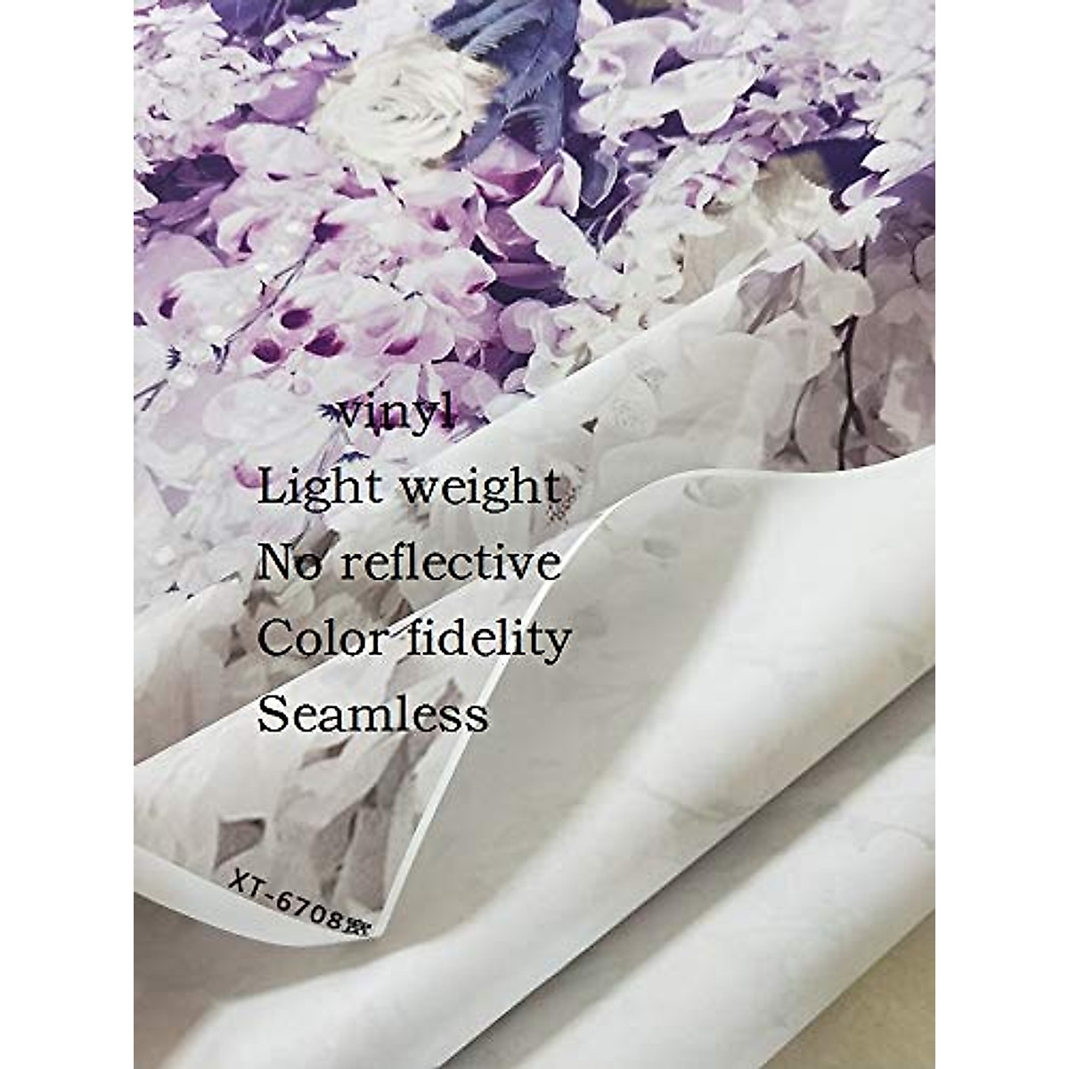 2.2x1.5m Photography Backdrops Purple Flowers Curtain Wedding Backdrop Bridal Shower Spiral Decorations Floral 3D Backdrop Table Dessert Decor Photoshooting Background XT-6708