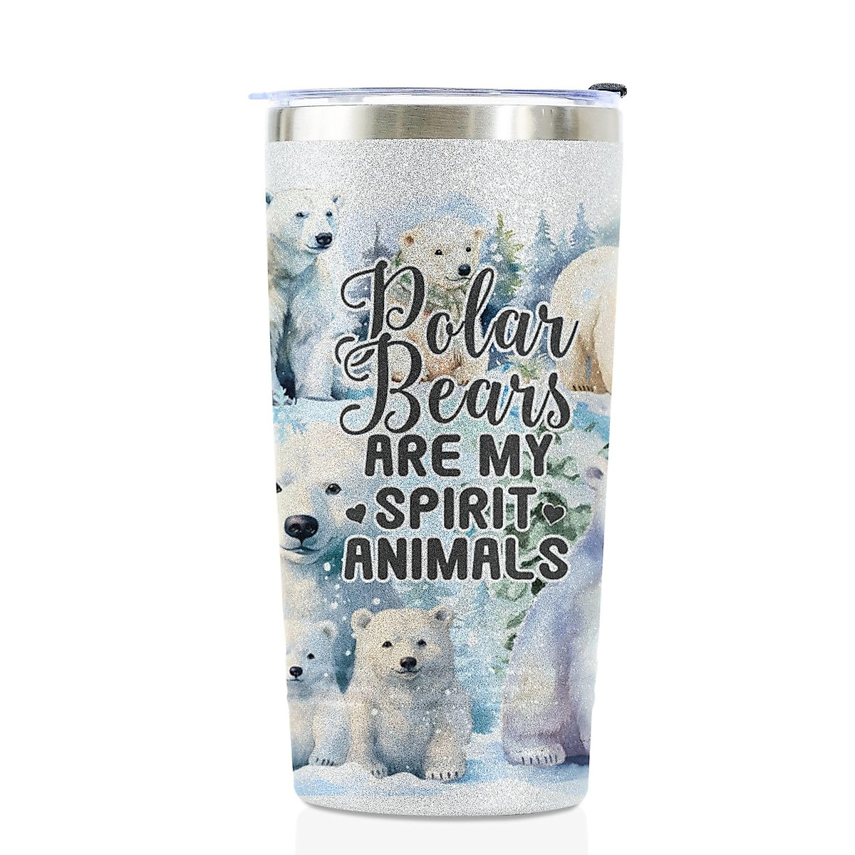 Onebttl Polar Bear Gifts for Women, Polar Bear Coffee Mug for Polar Bear Lovers, Girls, Pola Bears Are My Spirit Animals, Stainless Steel Tumbler 20oz