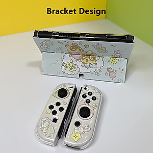 ENFILY Cute Case Compatible with Nintendo Switch OLED 2021, Animal Party Dockable Case Cover, Ergonomic Soft TPU Grip Case for Joycon, Sparkle Skin Set