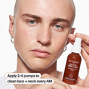 Youth To The People 15% Vitamin C + Caffeine Energy Face Serum, Full Size (1 fl oz), Reduce Puffiness, Brighten Uneven Skin Tone + Improve Texture, Treats Dark Spots + Dullness, Vegan