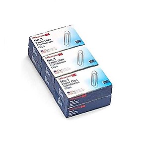 Officemate No.1 Smooth Paper Clips, Pack of 6 Boxes of 100 Clips Each, 600 Clips Total (99911-6PK)