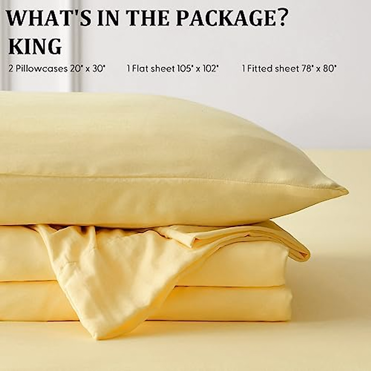 Lightweight Breathable King Sheet Set - Luxury Hotel Bed Sheets for King Size Bed, 15 Inch Extra Deep Pocket Cooling Microfiber Sheets, Soft Silky Wrinkle Free Oeko-Tex Sheets 4 Piece