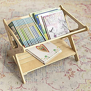 ECR4Kids Book Caddy with Shelf, Bookshelf with Storage, Natural