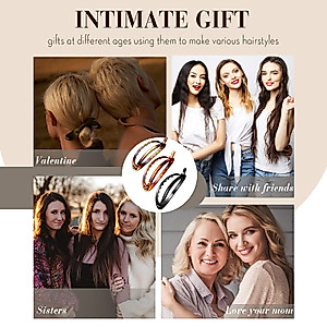 Yilloog 3 Pieces French Hair Barrette Clip French Clips Flexible Ponytail Holder Plain Strong Grip Closure Barrettes Styling No Metal Hair Accessories for Women Girls, 3 Colors (Oval Shape)