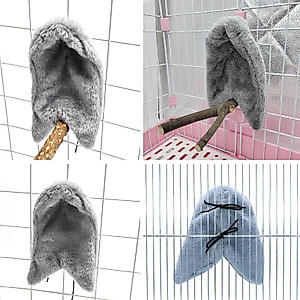 Corner Fleece Bird Blanket for Cage, Cozy Bird Bed Warmer Parrot House Cage Hanging Hammock Toy, Small Animals Shelter Plush Bedding, Cuddle Nest Hanging Toy for Parakeet Cockatiel Conure Lovebirds(L)