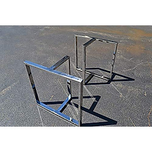 Polished Stainless Chrome Table Legs, T-Shaped Style - Any Size