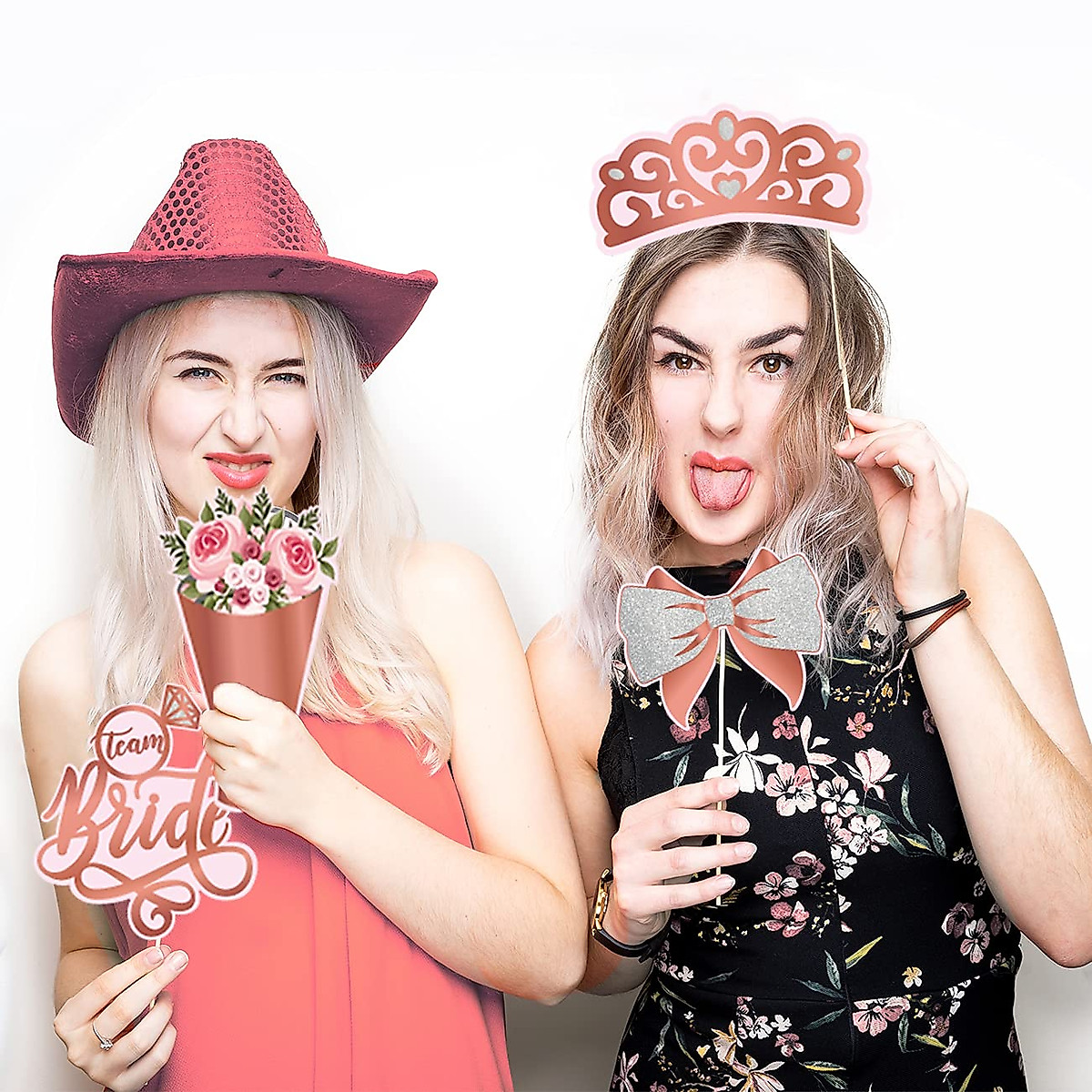 Bridal Shower Decorations Bride to Be Photo Booth Props Rose Gold Team Bride Photo Frame and Wedding Photo Booth Props Bachelorette Party Ideas Supplies for Women