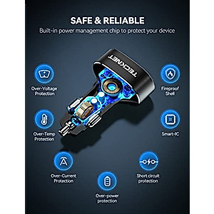 TECKNET USB Car Charger 54W 4-Port USB Car Charger Adapter QC 3.0 Port Compatible with iPhone 14 Pro Max/14 Plus/iPhone 13 12 11 Pro Max X XR XS 8 Samsung Galaxy Note 20/10 S21/20/10 Google Pixel