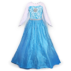 JerrisApparel Princess Dress Queen Costume Cosplay Dress Up with Accessories (4-5, Blue with Accessories)