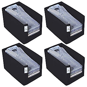 Kuber Industries 4 Piece Non Woven Shirt Stacker Wardrobe Organizer Set, Black-Ctktc31833