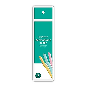 Amazon Basics Multipurpose Exfoliating Dermaplaning Tool, Eyebrow Razor, and Facial Razor, Includes Blade Cover, 3 Count, 1 Pack of 3
