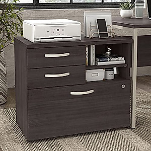 Bush Business Furniture Hybrid Office Storage Cabinet with Drawers and Shelves, Storm Gray