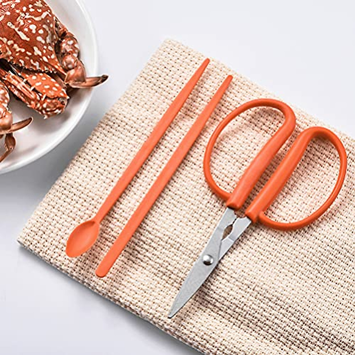 HEMOTON 5Pcs Set eat crab set lobster tools oyster shucking tools leg kit lobster crackers opener shrimp cleaning tool seafood spoon crab leg opener biscuit Stainless steel Sheller