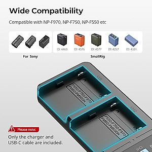 SmallRig Fast Charger Dual USB Charger with LCD Display for Sony NP-F970 NP-F930 NP-F950 NP-F960 NP-F550 NP-F530 NP-F330 NP-F570 Battery - 4086