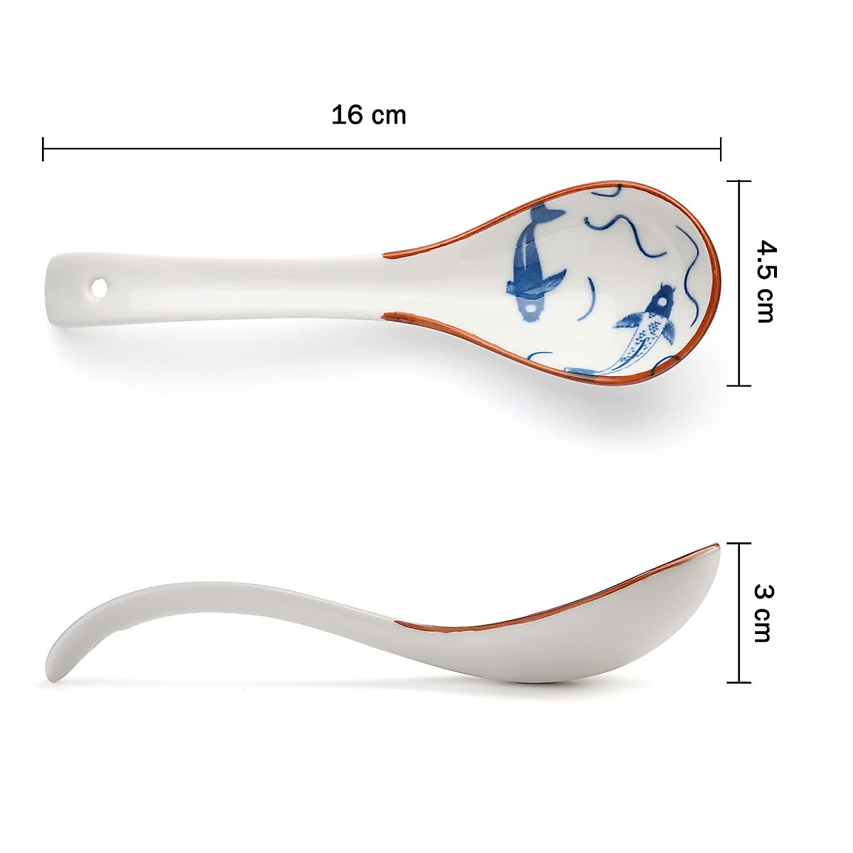 Soup Spoon Set of 4 Ceramic Chinese Soup Spoons Ramen Spoons for Pho Noodle Cereal Dumpling