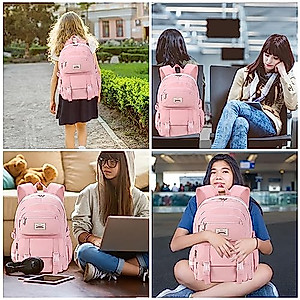 SCIONE School Backpacks for Teen Girls-Laptop Backpacks 15.6 Inch Travel Daypack Bags Bookbags for Teens Girls Women Students(Pink)
