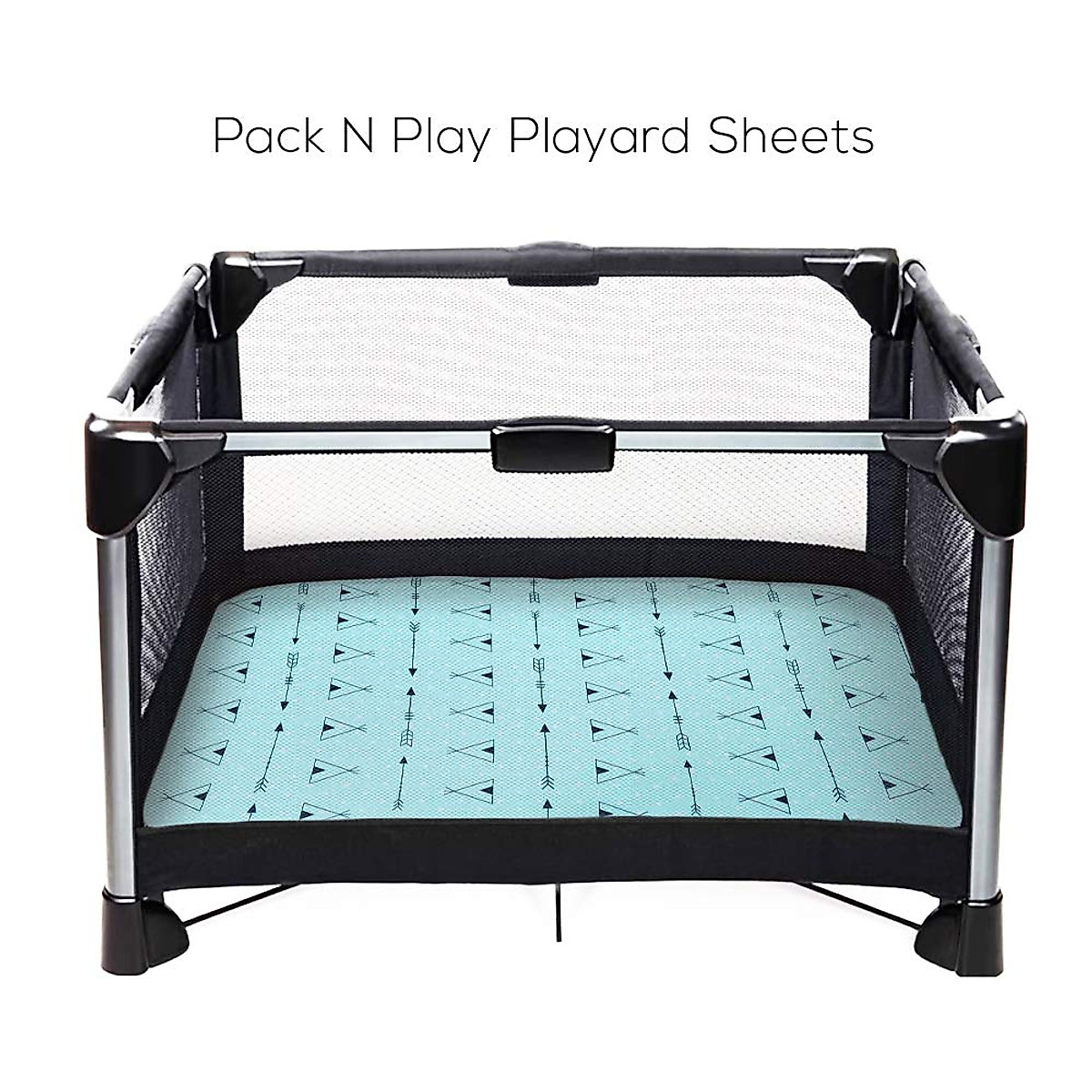 Pack n Play Sheets, BROLEX 2 Pack Mini Crib Sheets,Stretchy Portable Fitted Playard Sheet Set, Convertible Playard Mattress Cover,Ultra Soft Breathable Material,Arrow Owl