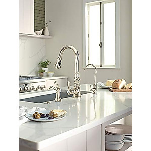 Moen S3945NL Traditional Deck Mounted Kitchen Soap Dispenser with Above the Sink Refillable Bottle, Polished Nickel