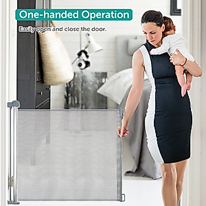 alobeby Baby Gate, Retractable Baby Gate, Pet Gate, Baby Dog Gates for Doorways Gates for Kids or Pets, Extends to 60'' Wide, Extra Gray KMS-WL01 baby gate 2448