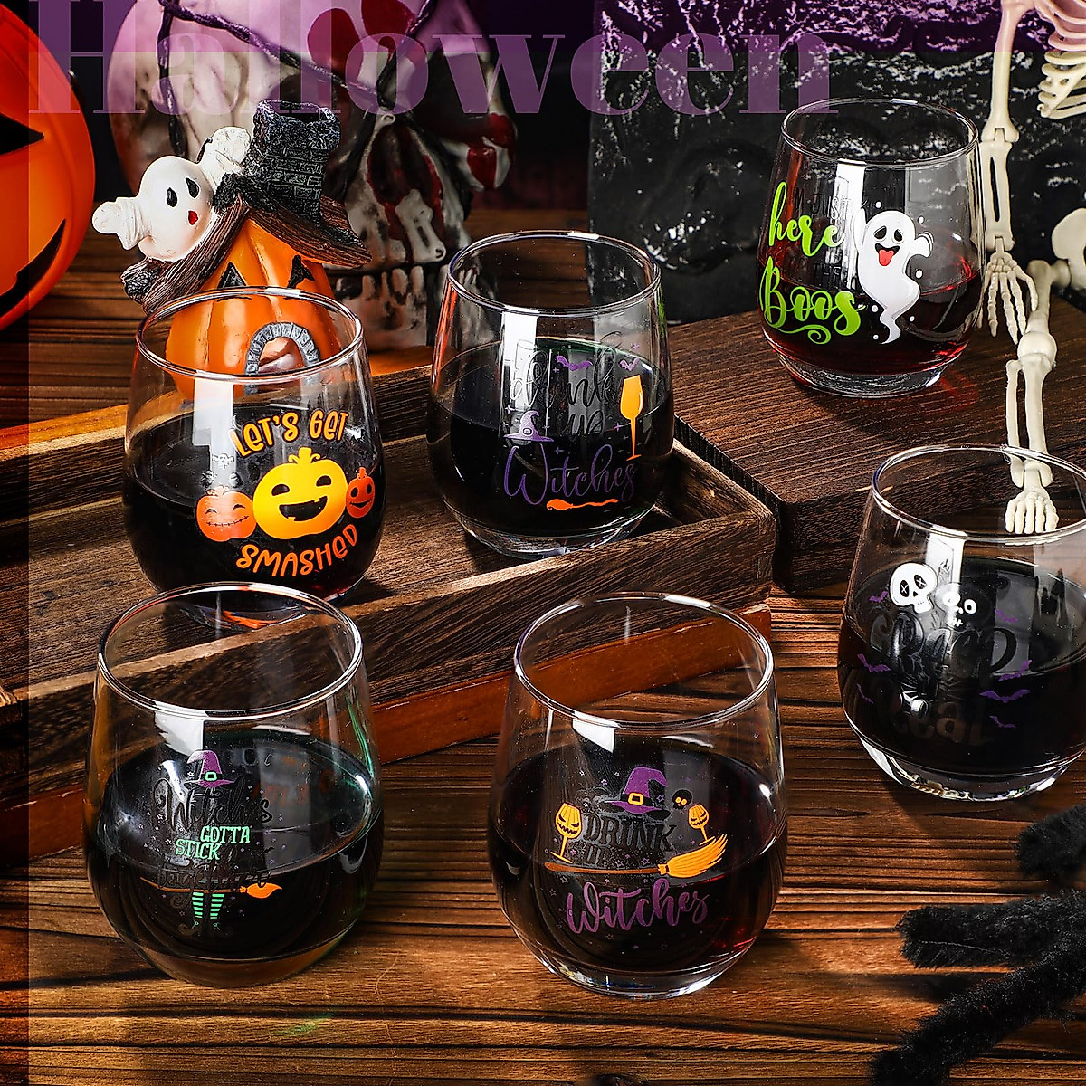 Skylety 6 Pcs Graduation Wine Glasses Gifts Stemless Wine Glass Class of 2024 Graduation Party Drink Wine Fun Glasses Party Favors for Graduation Party Supplies Table Decorations(Festival Style)