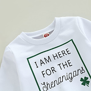 kacubwyy Newborn Baby Boy Clothes Long Sleeve Pull On Sweatshirt Elastic Waist Pants 2Pcs Spring Fall Winter Outfits (White&Black,18-24 Months)