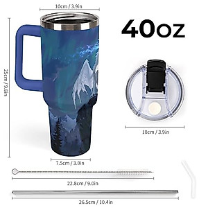 Flying Dragon 40 Oz Tumbler Insulated Stainless Steel Water Bottle Travel Mug Car Cup with Handle And Straw