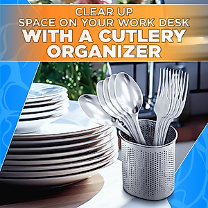Chopsticks Holder Dishwasher Cutlery Rack - Oval Cutlery Drainer Basket for Kitchen Sink Dishwasher Rack - Stainless Steel Utensil Container for Dishwasher - Cutlery Caddy Silverware Drying Rack