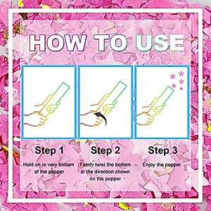 Workkeep Gender Reveal Confetti Powder Cannon - Set of 4 - Pink Only for Baby Girl with Pink Confetti Cannon Smoke Bombs, Gender Reveal Poppers with Gender Reveal Decorations Party Poppers