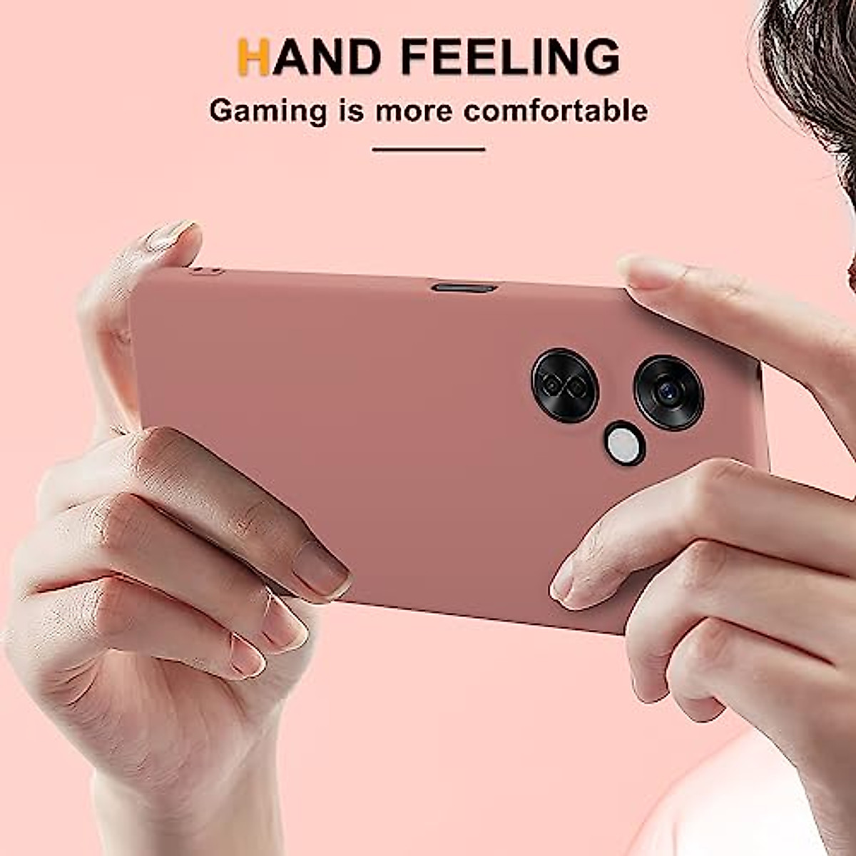 YENAPOON for OnePlus Nord N30 5G Case and 1 Pack Tempered Glass Screen Protector, Slim Liquid Silicone Shockproof Protective Case - Rose Pink