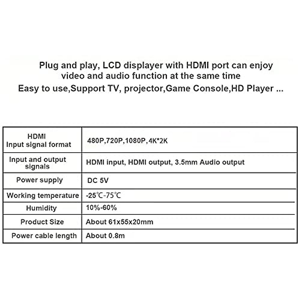 JOULIN HDMI Audio Extractor Splitter Hdmi to Hdmi 3.5mm Audio 4K*2K@30HZ 3D Adapter with AUX Stereo Audio Separate Output 1080P Compatable for TV, PC,Sound System, Xbox,Switch,PS3, PS4,PS5