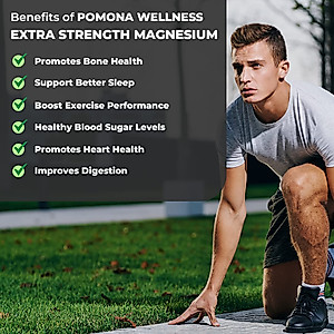 Pomona Wellness Magnesium Supplement, Extra Strength 500mg, Supports Healthy Bones, Sleep And Calm, Muscles & Teeth, Boosts Energy & Relaxation, Non-GMO, Vegan, 60 Capsules
