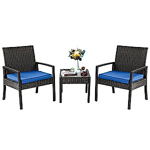 KAWIVAST 3 Pieces Patio Furniture Set, Front Porch Furniture, Rattan Wicker Furniture, Balcony Furniture Set, Small Patio Furniture,Outdoor Patio Furniture, Bistro Sets
