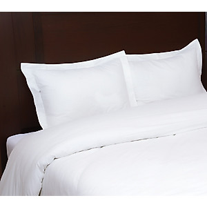 Tribeca Living Cotton King Duvet Cover Set, Oversized, Includes One Plain Duvet Cover and Two Sham Pillowcases, 350 Thread Count 100% Cotton, Percale/White