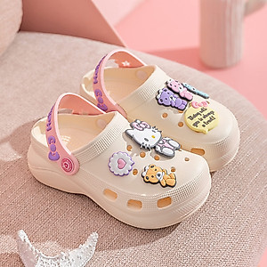 Everyday Delights Sanrio Hello Kitty Bears Clogs Slip on Water Shoes Casual Summer for Girls Kids Children - White XL Size